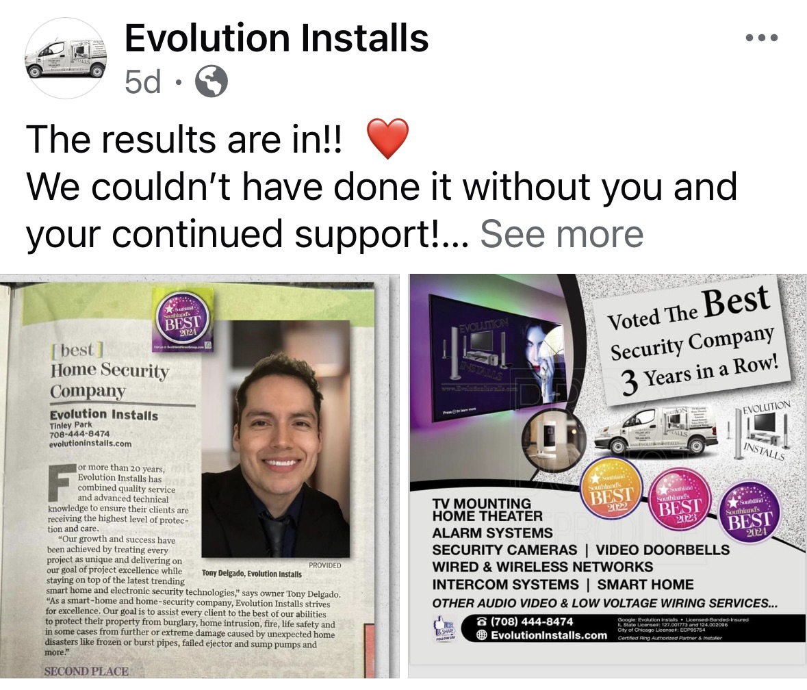 Evolution Installs wins 1st place as Southland’s Best Home Security ...